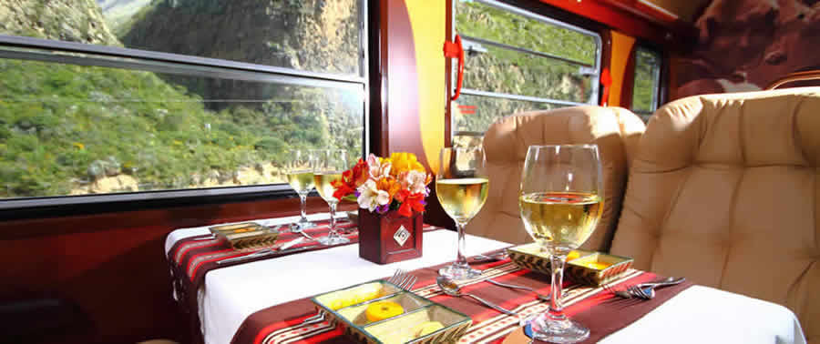 Inca Rail First Class train to Machu Picchu