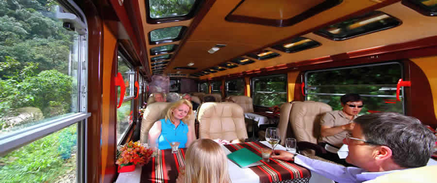 Inca Rail First Class train to Machu Picchu